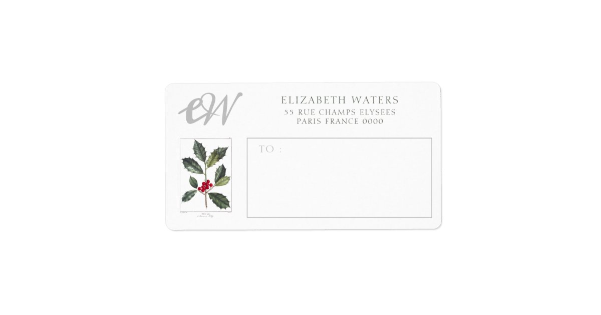 SHIPPING LABELS : VINTAGE CHRISTMAS HOLLY | Zazzle