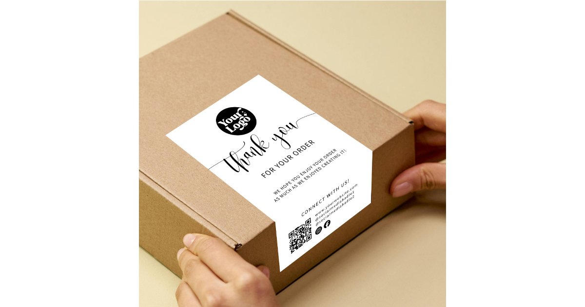 Shipping Logo QR Code Package White Box Seal Label | Zazzle