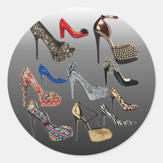 Shoe High Heels Collage Customize Classic Round Sticker | Zazzle.ca