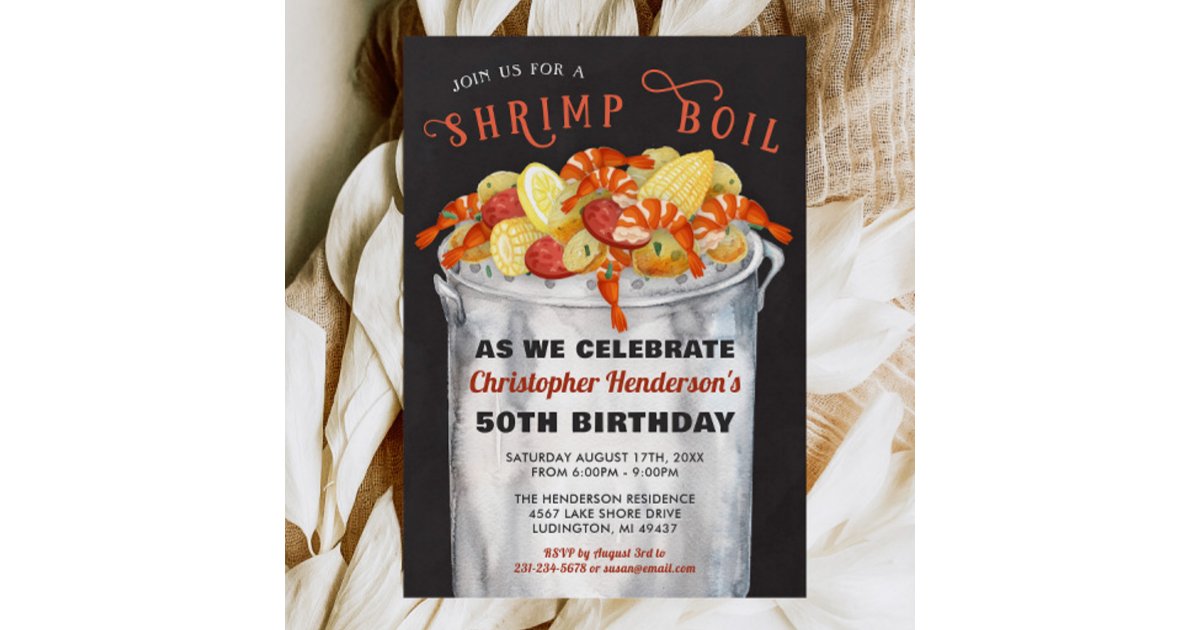 Shrimp Boil Birthday Invitation | Zazzle