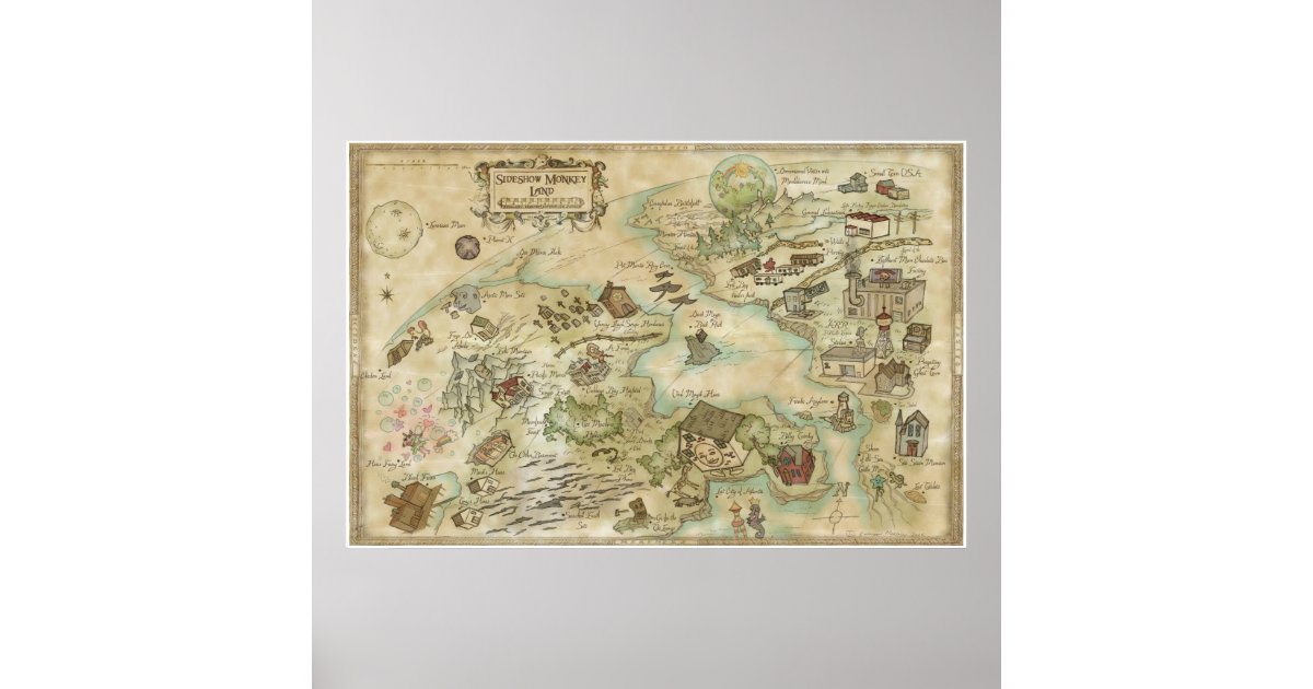 Sideshow Monkey World Map Poster | Zazzle