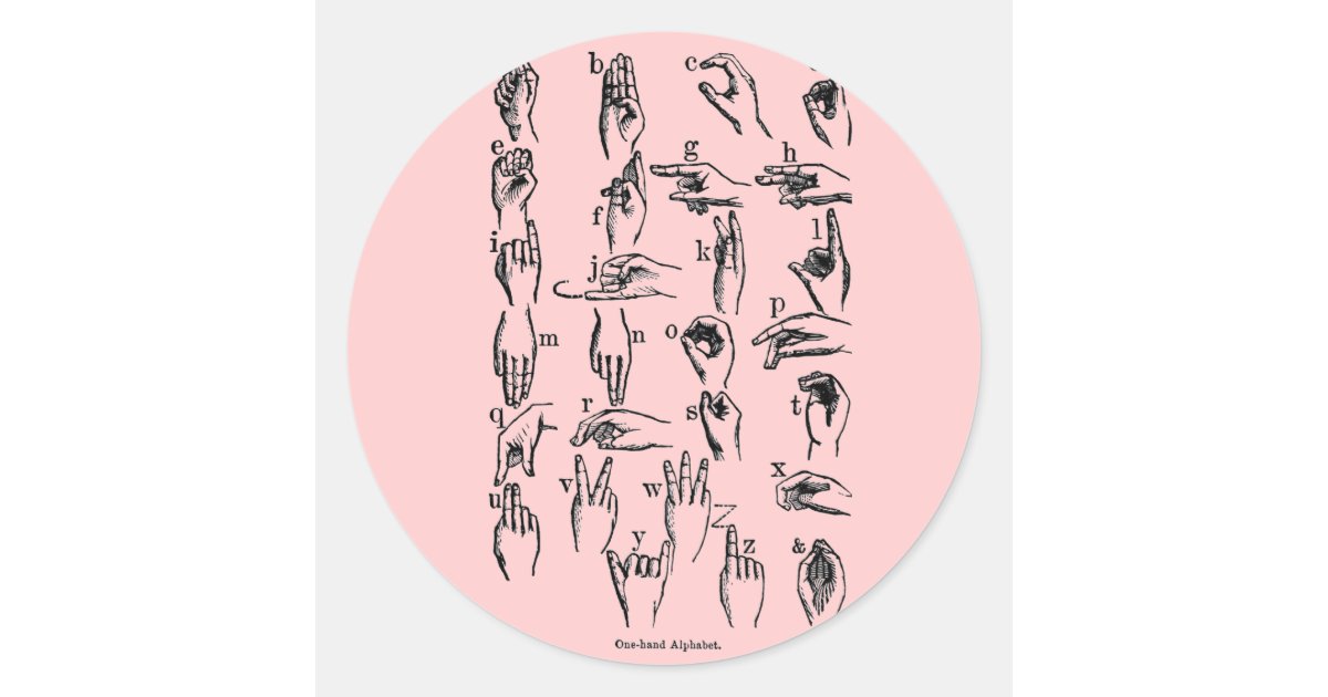 Sign Language Alphabet Classic Round Sticker | Zazzle