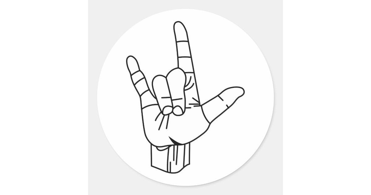 Sign Language Outline Classic Round Sticker | Zazzle