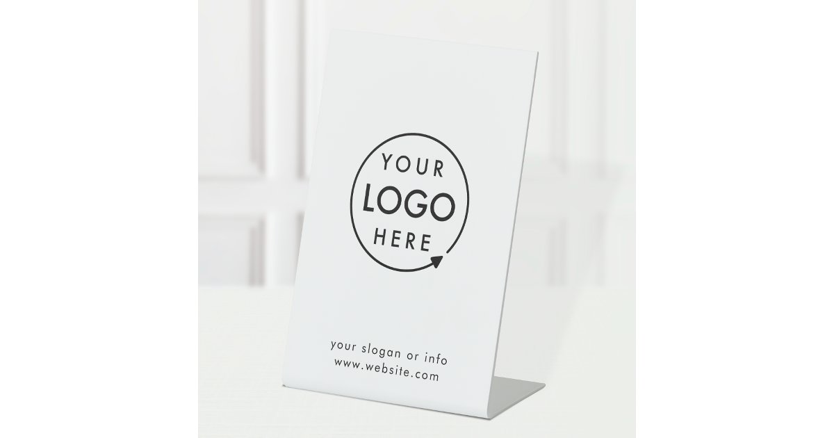Signe De Table Logo d'entreprise | Minimaliste blanc pur simple | Zazzle.ca