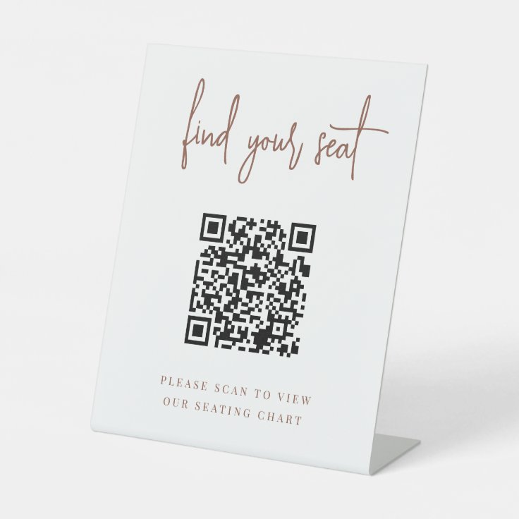 Signe De Table Rouille | Script manuscrit QR Code Mariage Siège | Zazzle.ca