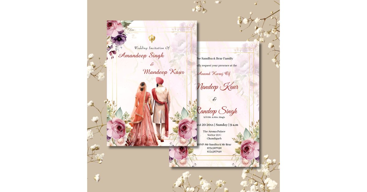 Sikh wedding invitation Punjabi wedding invitation | Zazzle