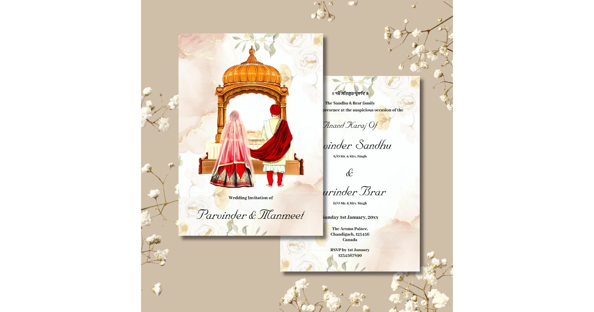 Sikh wedding Invitation Sikh wedding cards | Zazzle