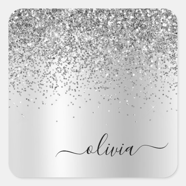 Silver Glitter Monogram Stickers | Zazzle CA