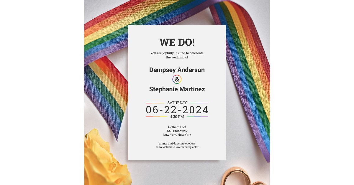 Simple & Chic LQBTQ Pride Wedding Invitation | Zazzle