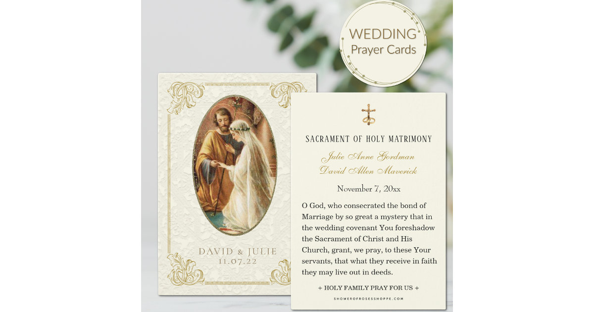 Simple Elegant Catholic Wedding Holy Card | Zazzle