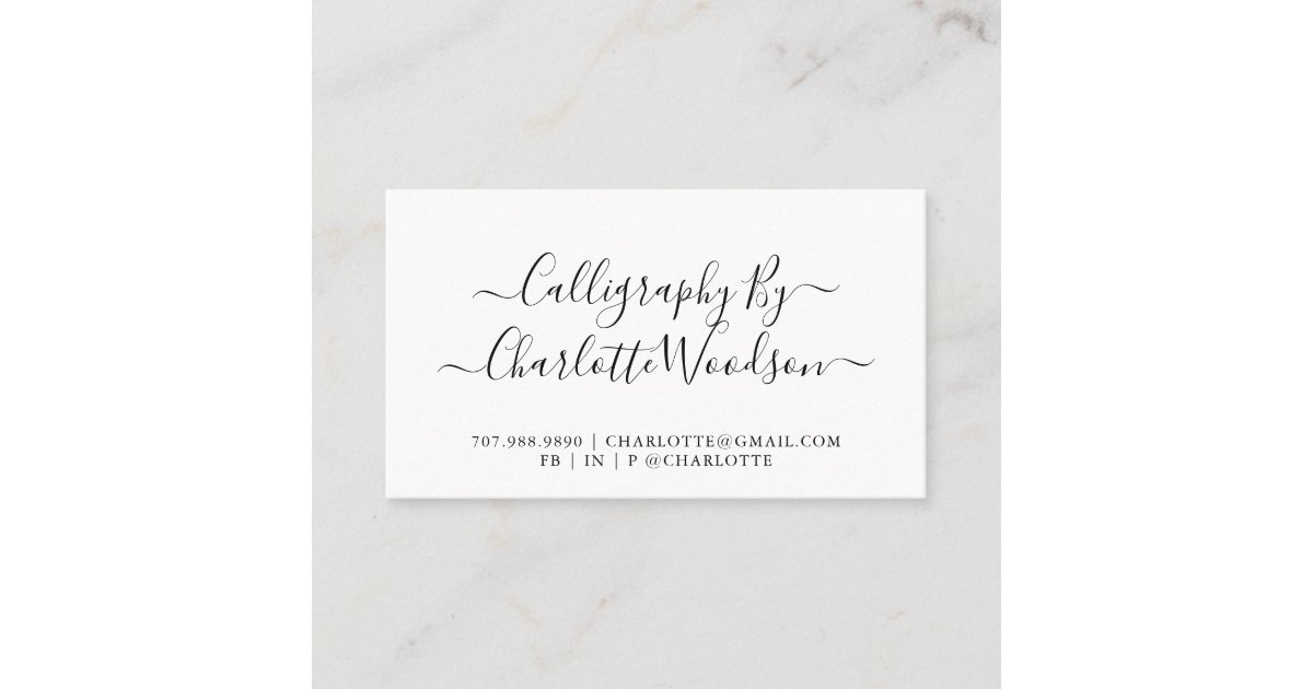 Simple Elegant Script Calligrapher Business Card | Zazzle