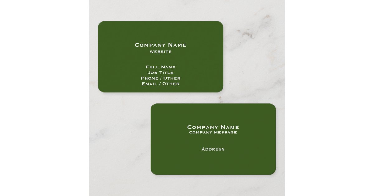 Simple Forest Green Business Card | Zazzle