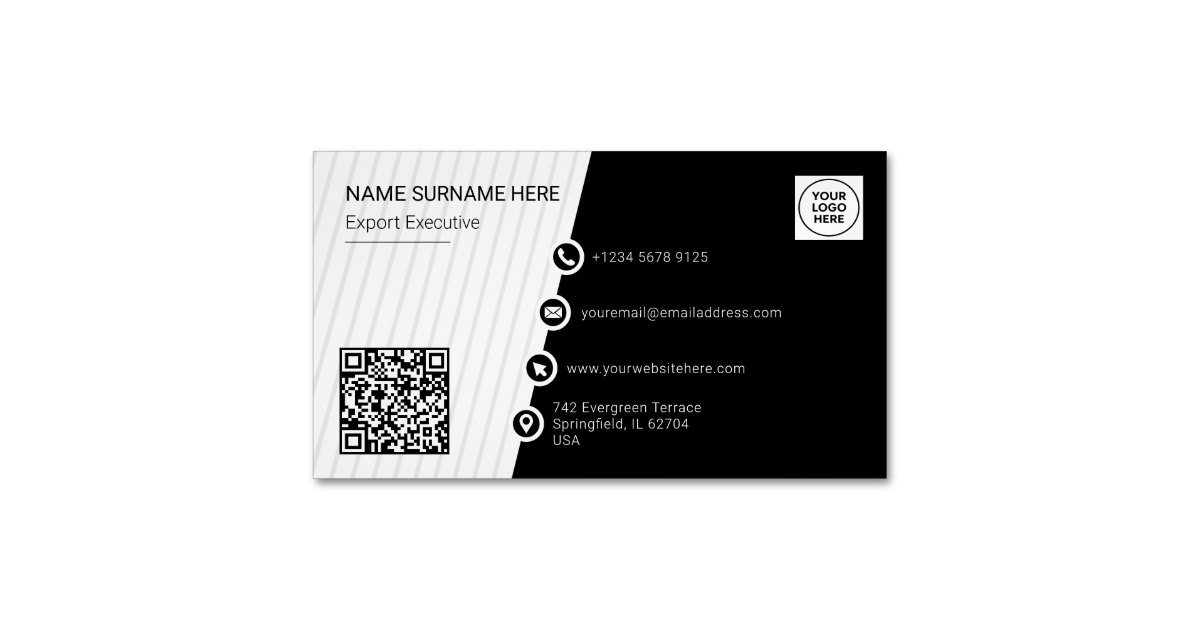 Simple Formal QR Code Professional Modern Magnetic Business Card | Zazzle