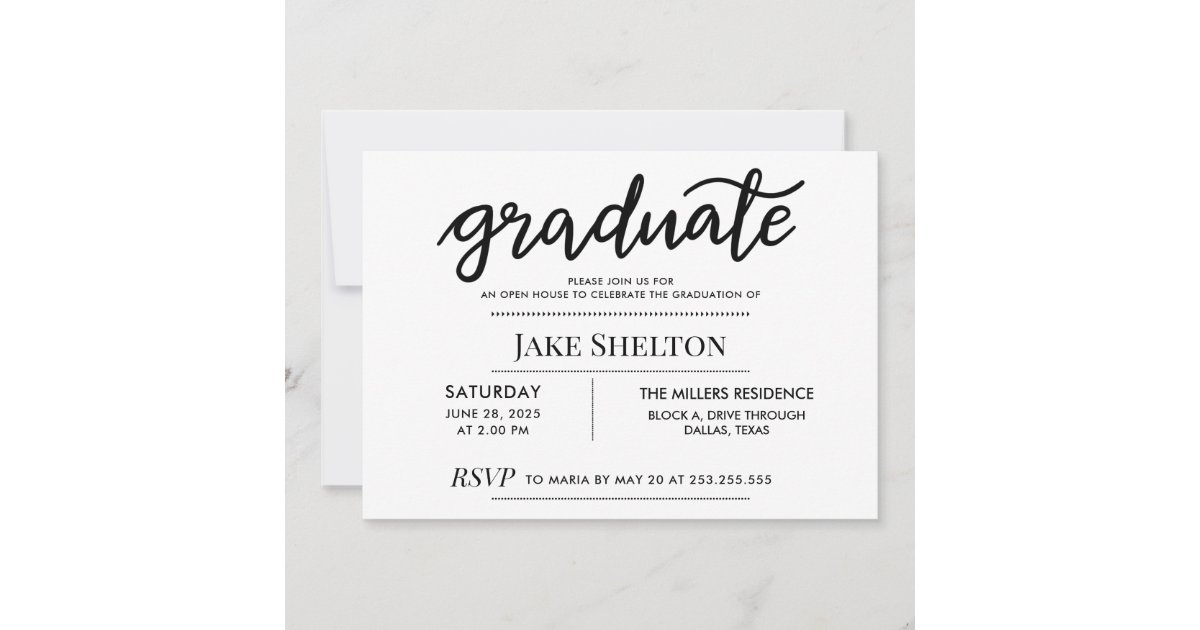 Simple Graduate Script Open House Graduation Invitation | Zazzle