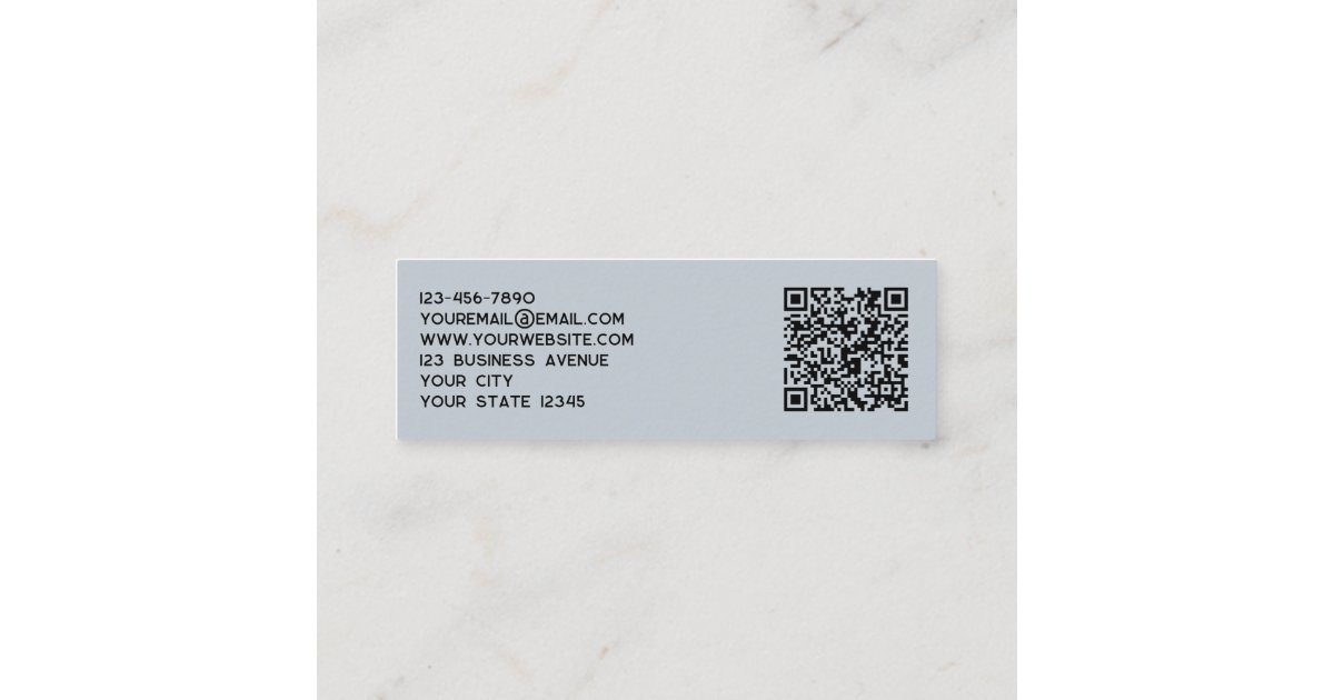 Simple Logo and QR Code Dusty Powder Blue Mini Business Card | Zazzle