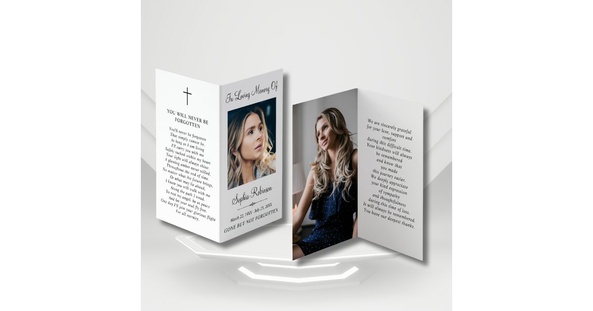 Simple Memorial Funeral Photo Folder Prayer Card | Zazzle