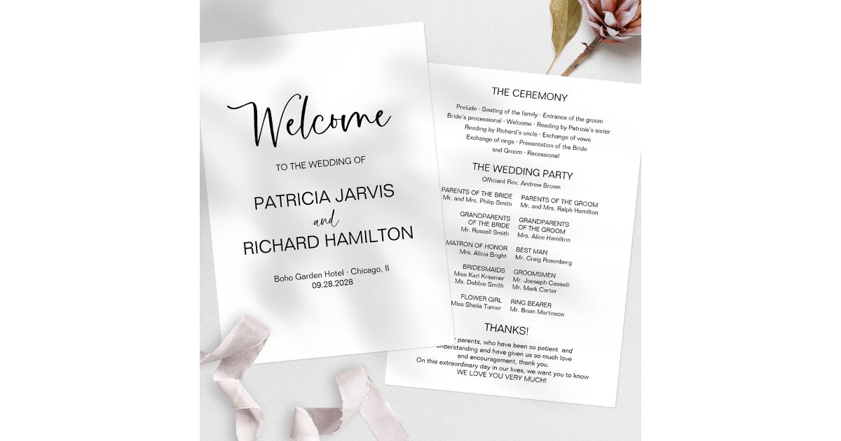 Simple Modern Calligraphy Wedding Program | Zazzle