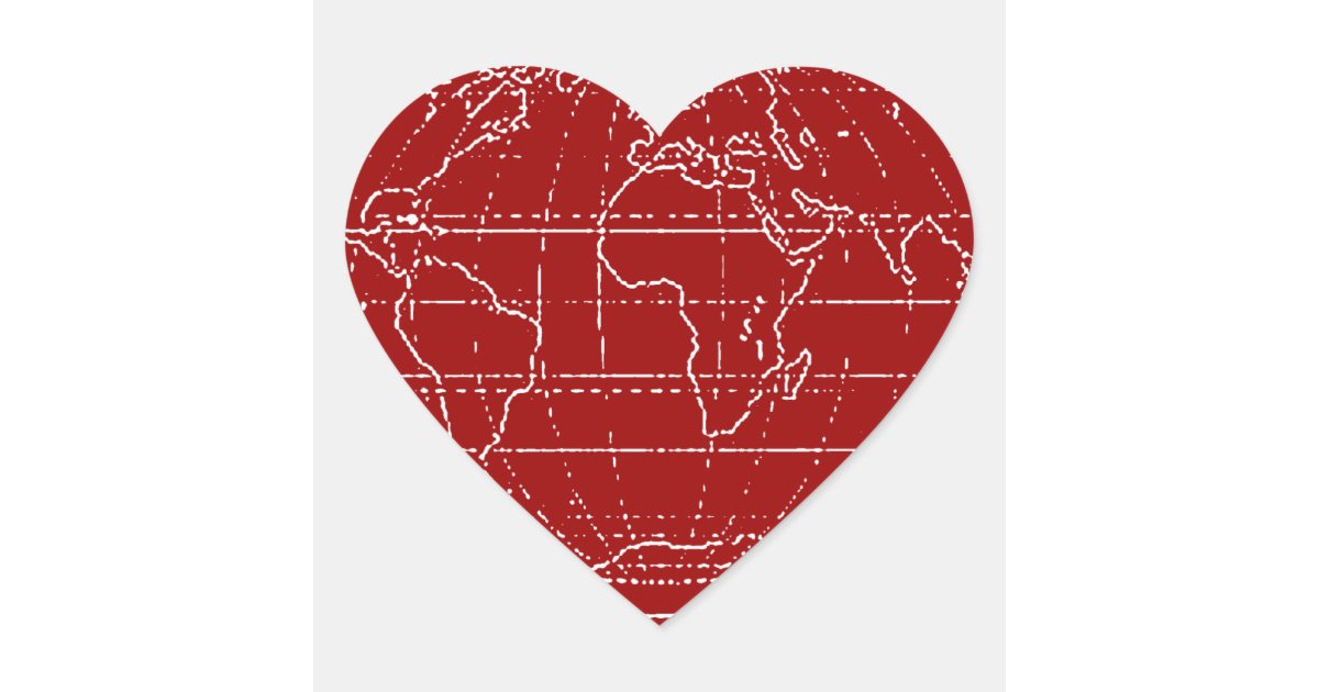 simple planisphere / maps heart sticker | Zazzle