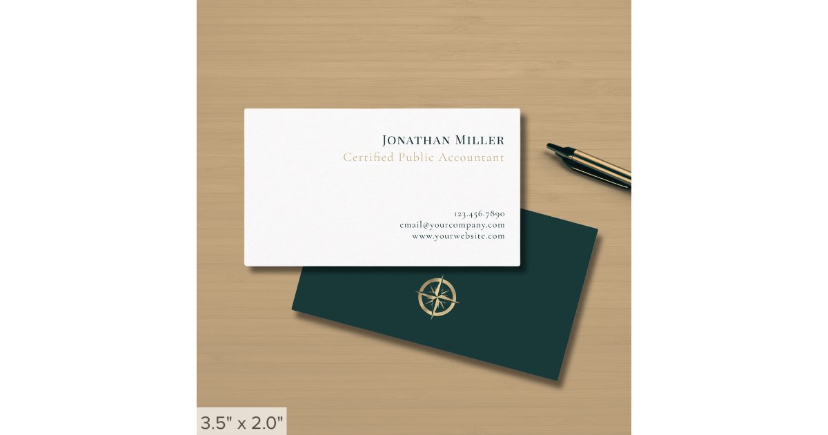 Simple Professional Compass Logo Business Card | Zazzle