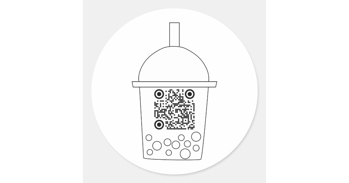 Simple QR Code Boba Tea Sticker | Zazzle