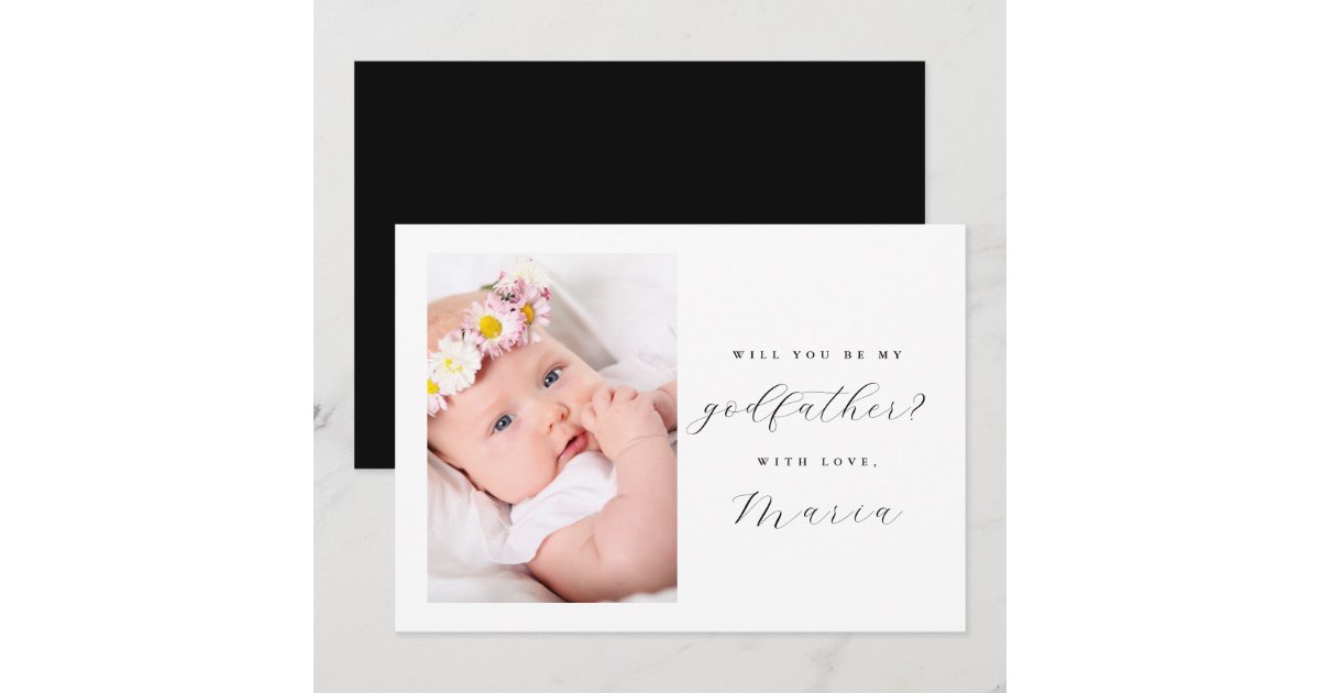 Simple Script Elegant Godfather Proposal Photo Invitation | Zazzle
