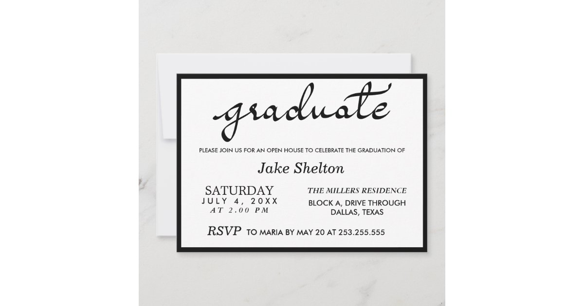 Simple Typography Open House Graduation Invitation | Zazzle
