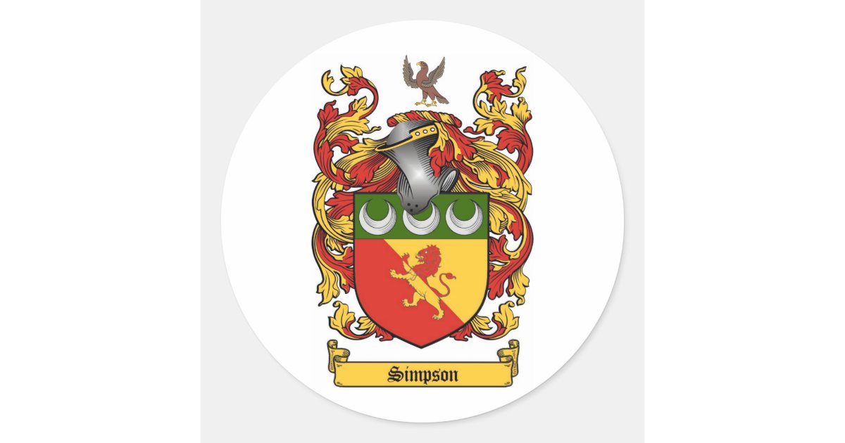 Simpson Crest - Coat of Arms Classic Round Sticker | Zazzle