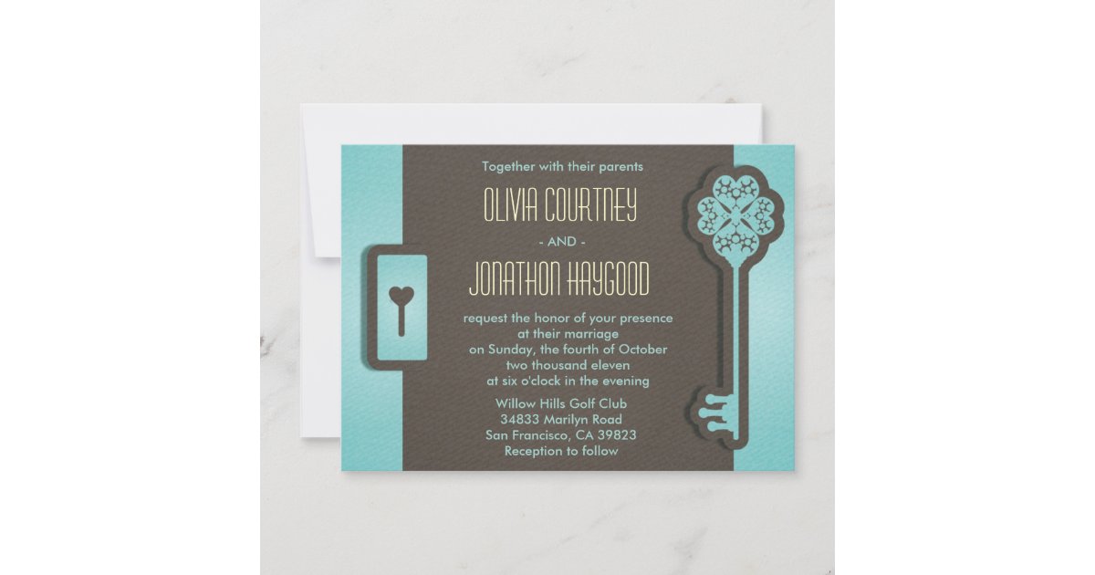 Skeleton Key and Lock Wedding Invitation | Zazzle