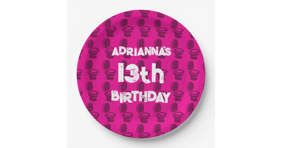Skibidi Toilet Pink Birthday Party Paper Plate | Zazzle