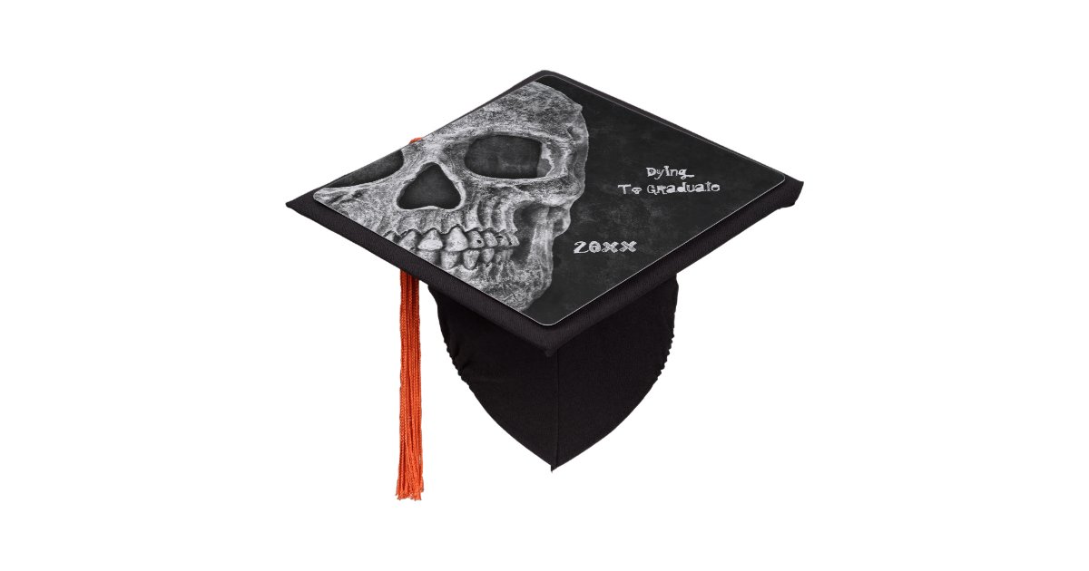 Skull Gothic Cool Old Black And White Grunge Graduation Cap Topper | Zazzle