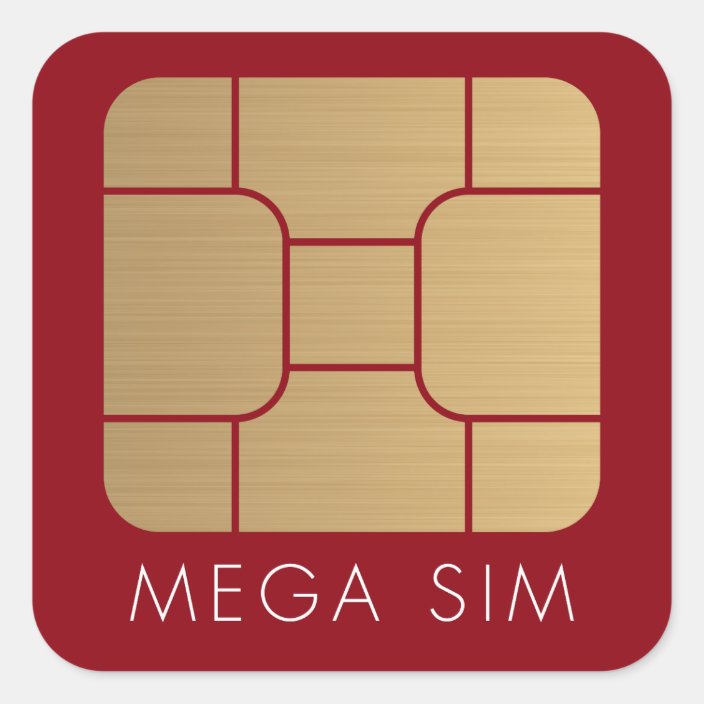 Smart SIM Card mega format faux gold Square Sticker | Zazzle.ca