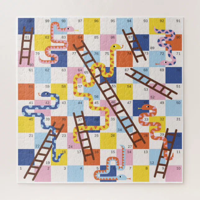 Snakes and ladders board game kids jigsaw puzzle | Zazzle