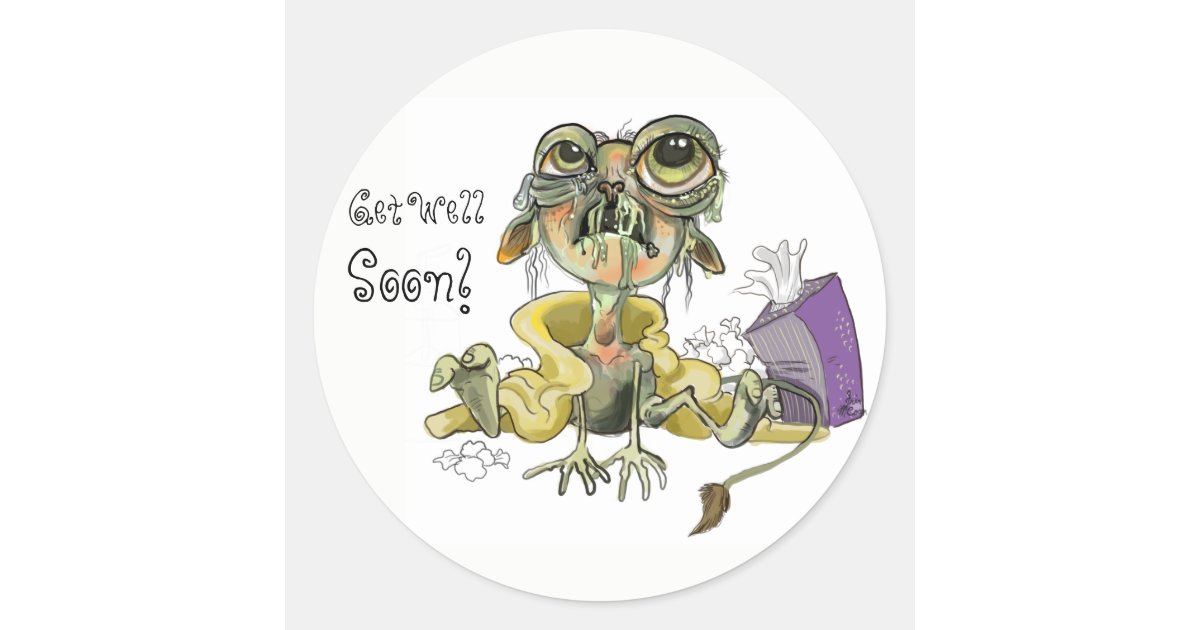 Snot Goblin Get Well Soon! Classic Round Sticker | Zazzle