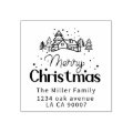 Snow village merry christmas holiday rubber stamp | Zazzle