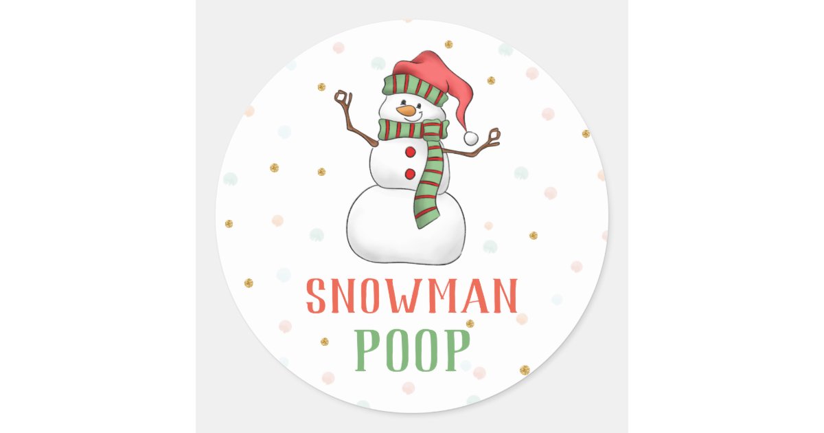 Snowman Poop Sticker Christmas Party Favour Labels | Zazzle