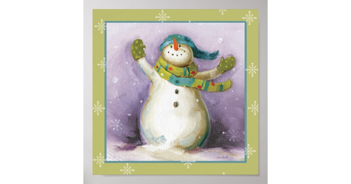 Snowman with Winter Mittens Poster | Zazzle