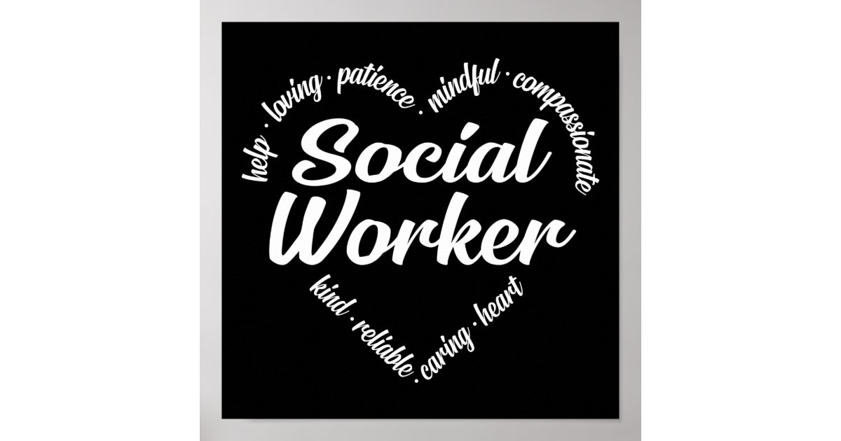 Social Worker Heart Word Cloud Poster | Zazzle