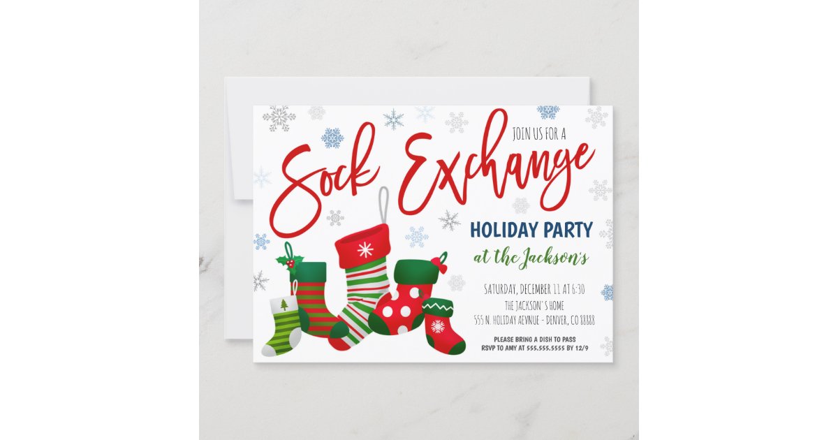 Sock Exchange Christmas Party Invitation | Zazzle