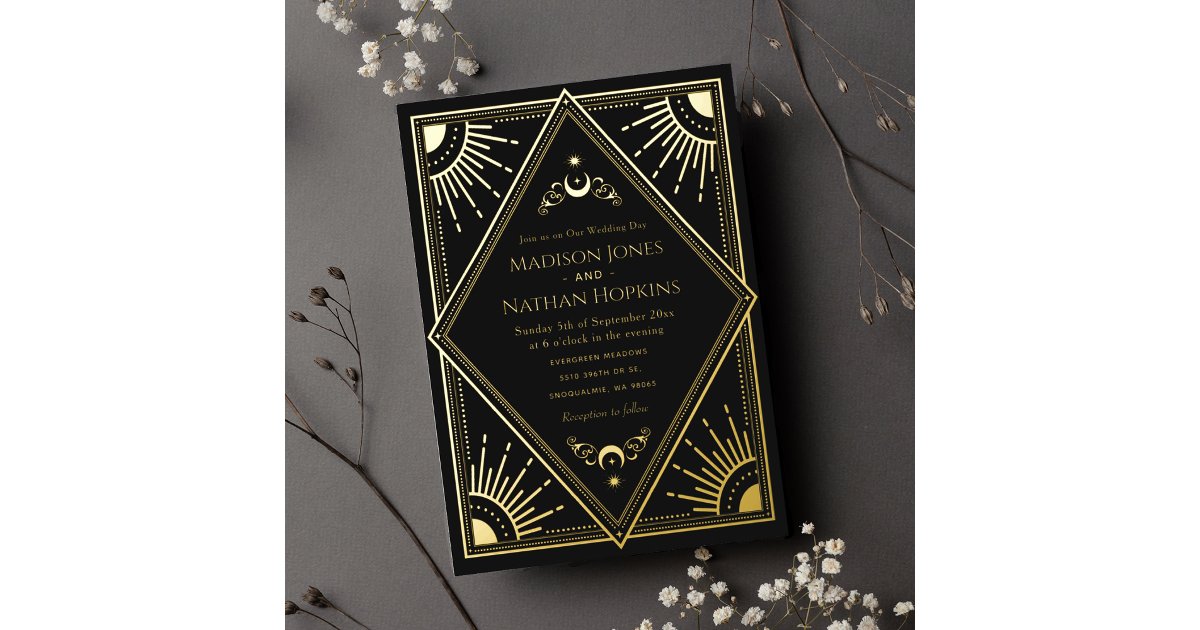 Solar Gothic Elegant Tarot Card Wedding Invitation | Zazzle