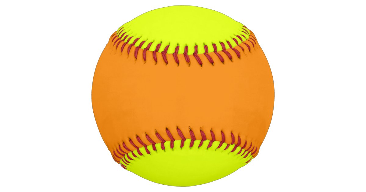 solid colour bright orange and neon yellow softball | Zazzle