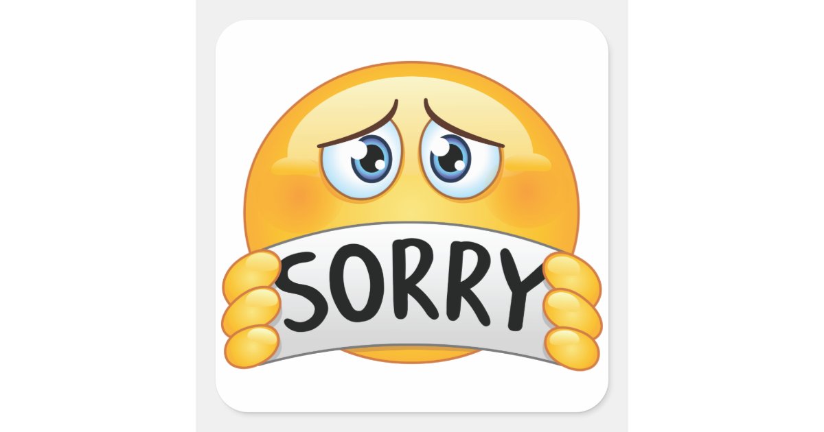 Sorry Emoticon Square Sticker | Zazzle