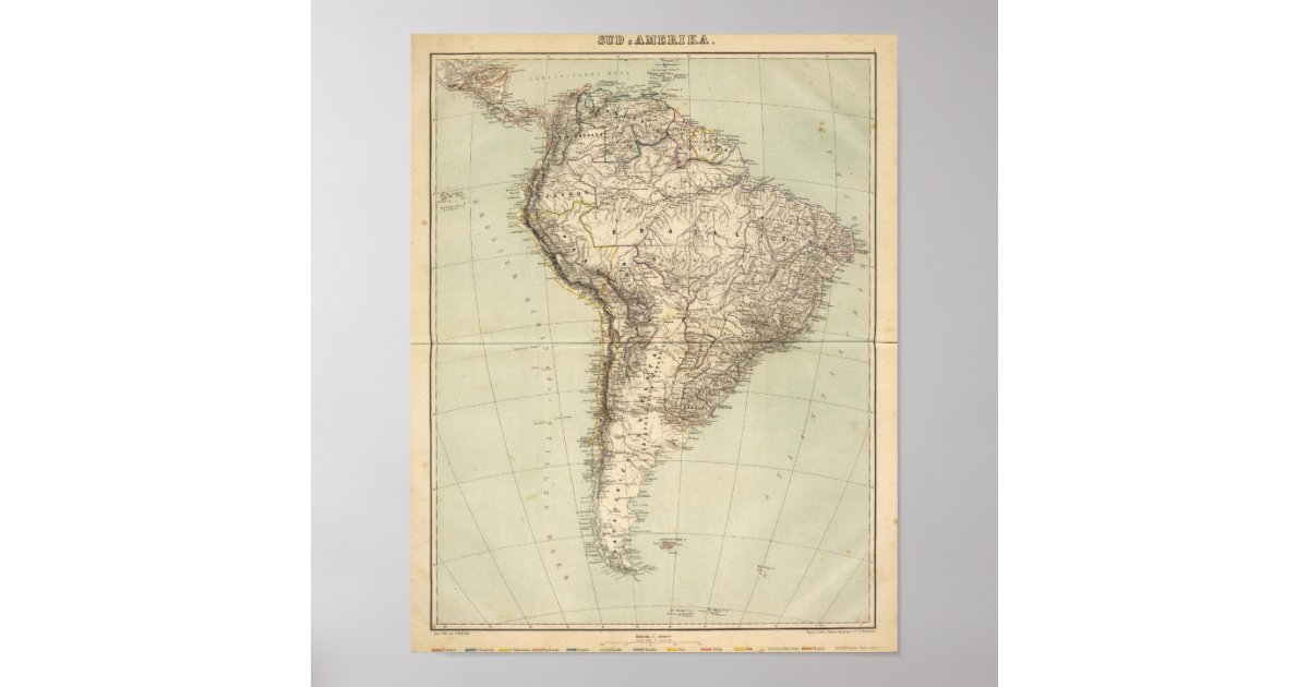 South America Atlas Map Poster | Zazzle