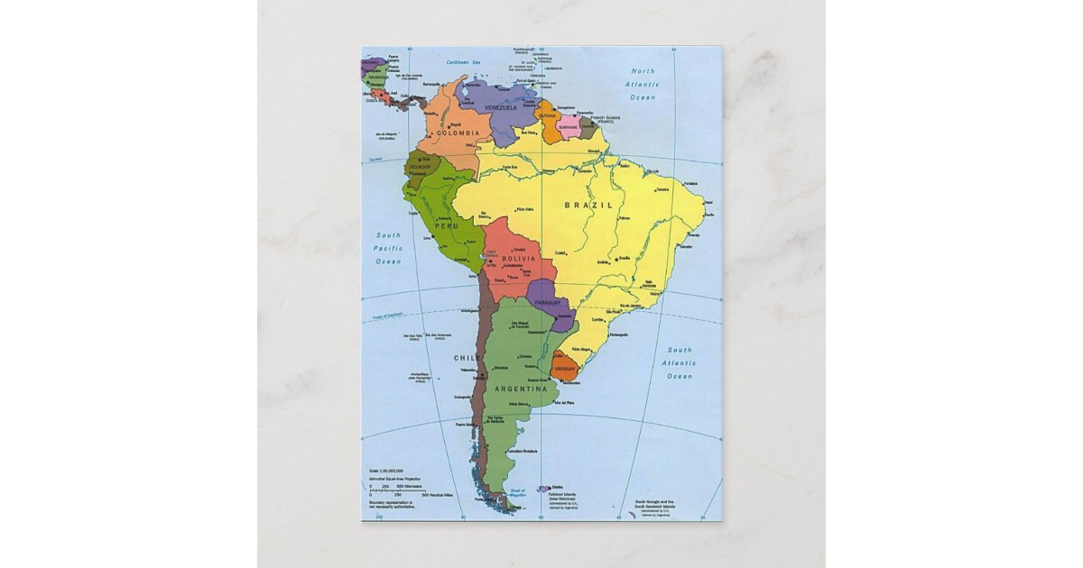 South America map Postcard | Zazzle