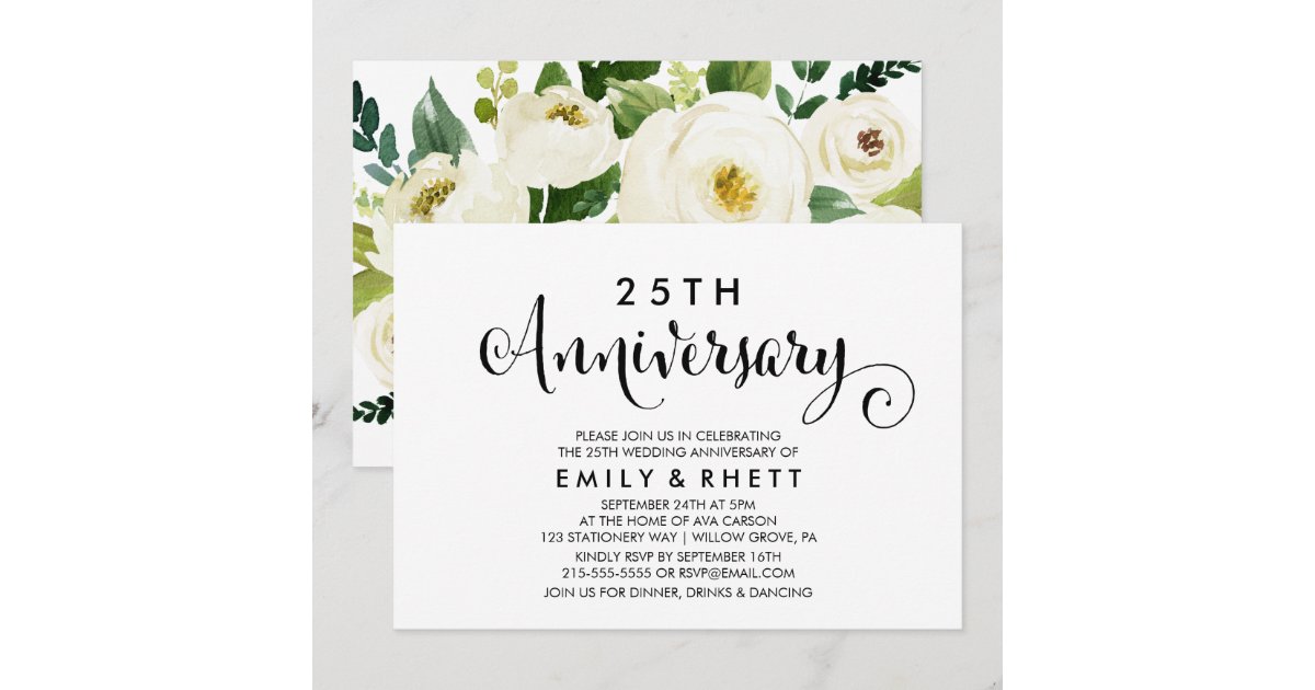 Southern Calligraphy | Floral Wedding Anniversary Invitation | Zazzle