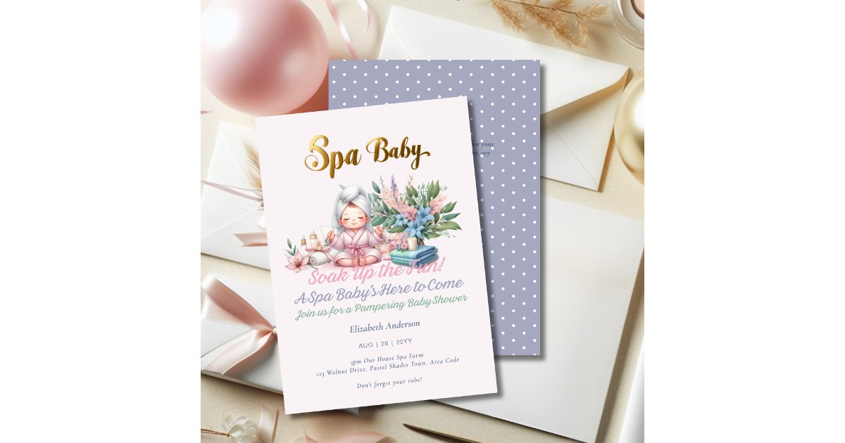 Spa Baby Shower - Pamper Day Pastel Shades Invitation | Zazzle
