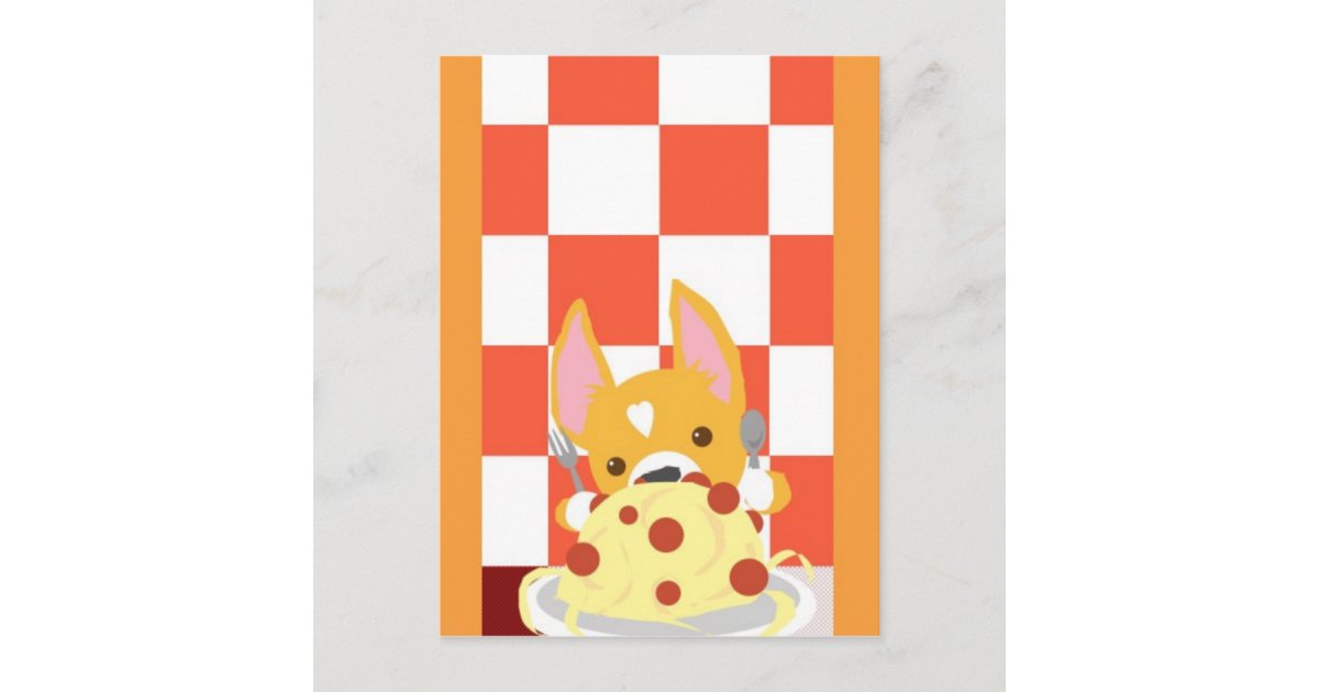 Spaghetti Dinner Corgi Postcard | Zazzle