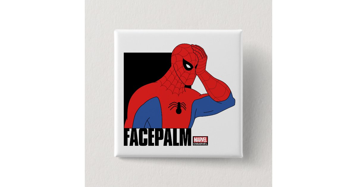 Spider-Man Facepalm Meme Graphic 2 Inch Square Button | Zazzle