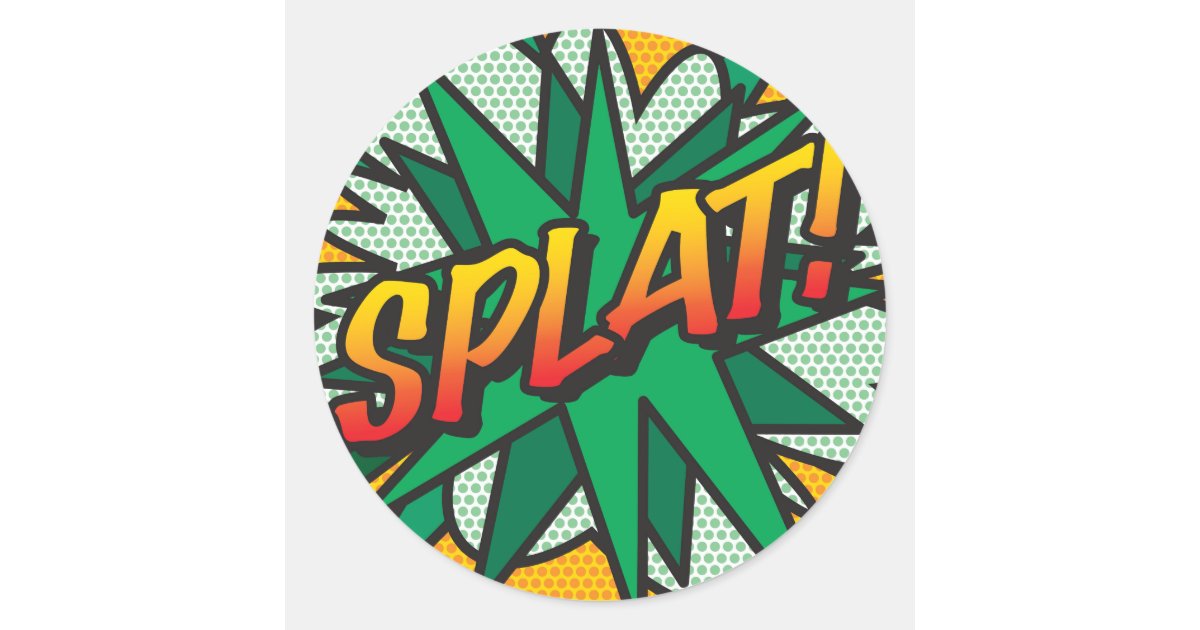 SPLAT Funny Comic Book Classic Round Sticker | Zazzle