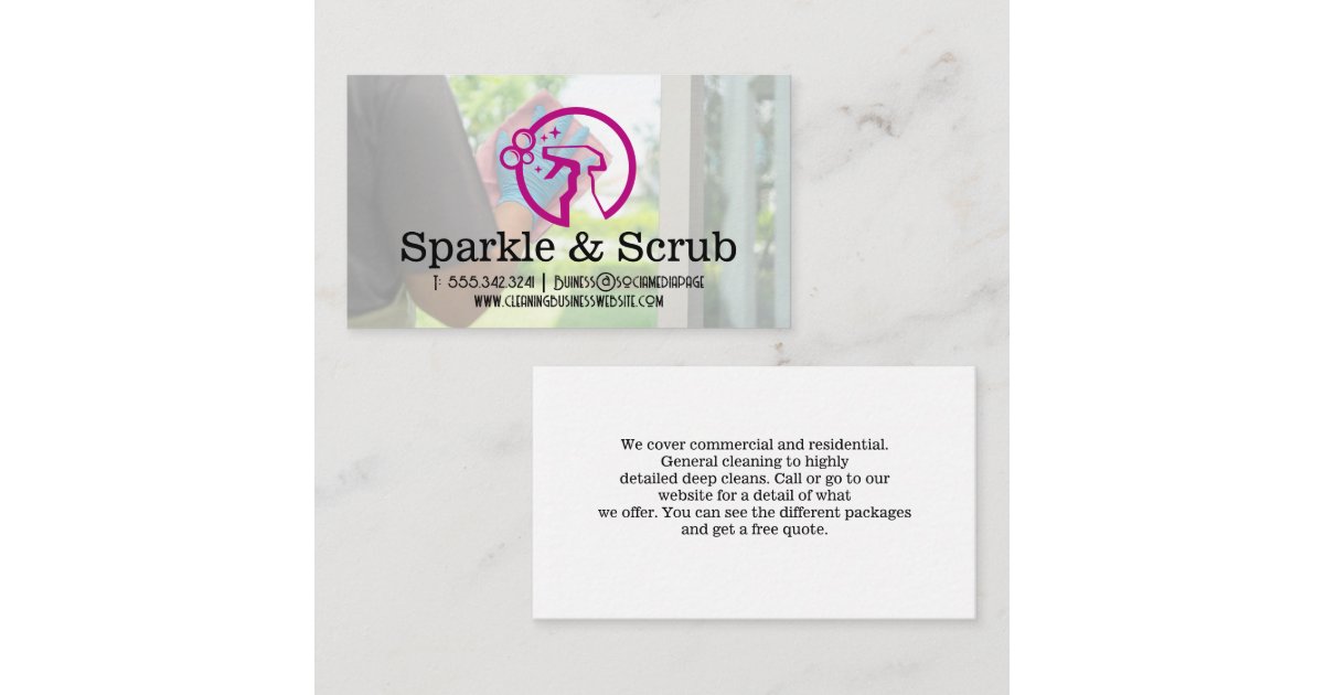 Spray Bottle Logo | Woman Cleaning Glass Window Business Card | Zazzle