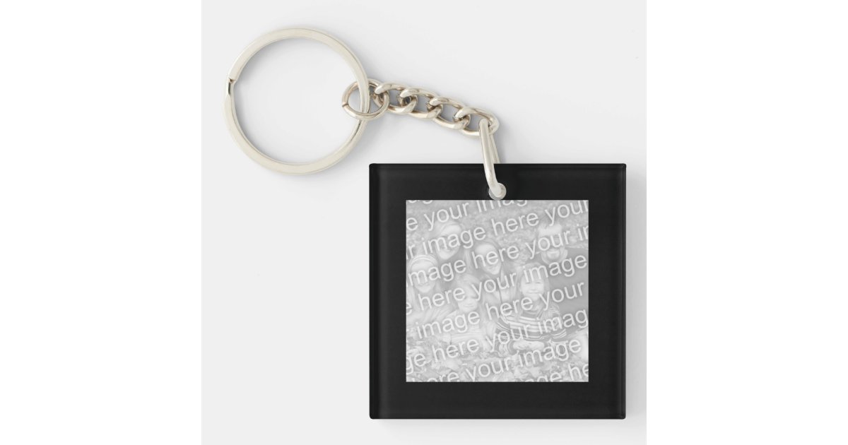 Square Black Border Photo Keychain | Zazzle